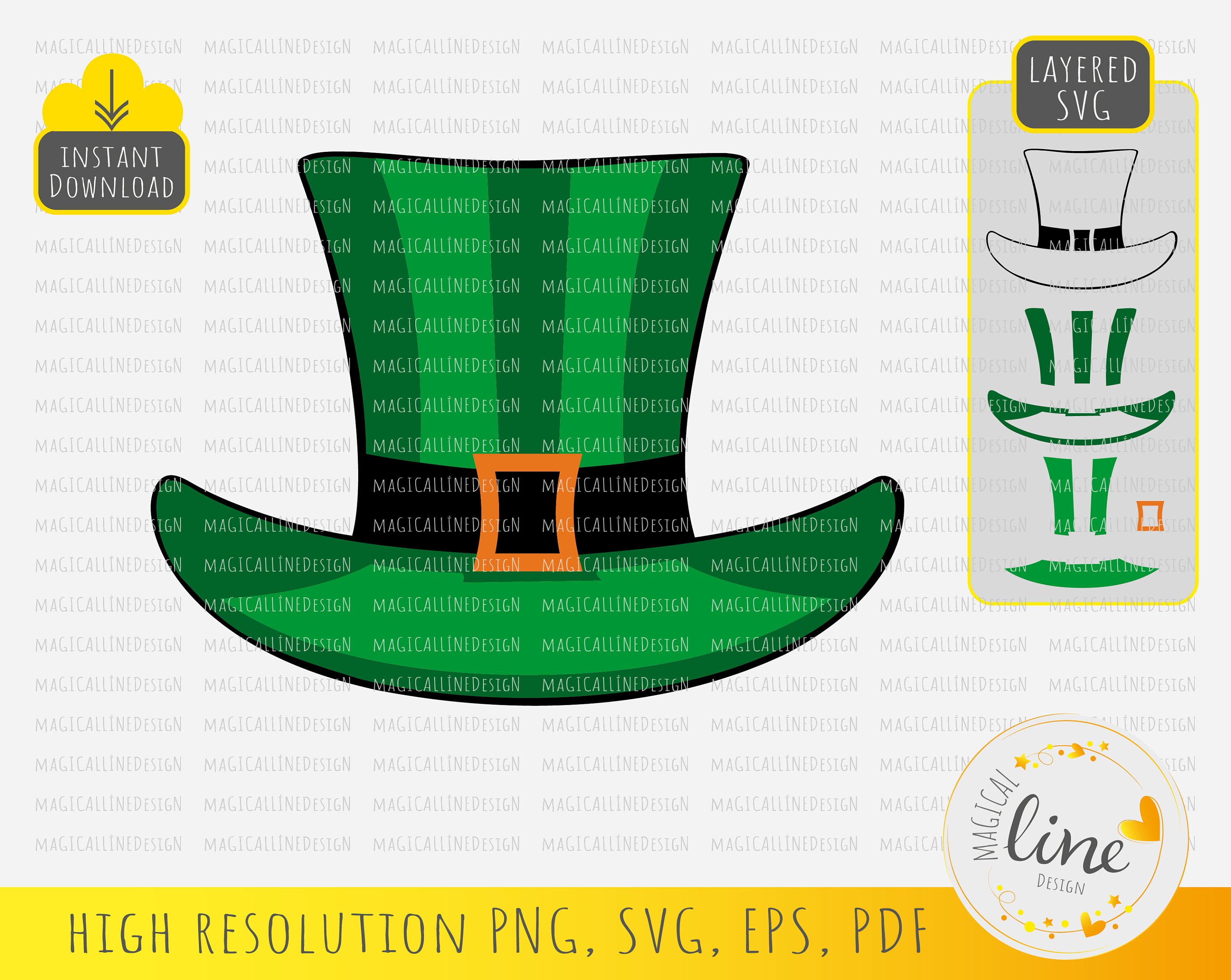 Leprechaun Hat Svg, St. Patrick's Day Svg, Irish Green Hat Eps, Clover ...