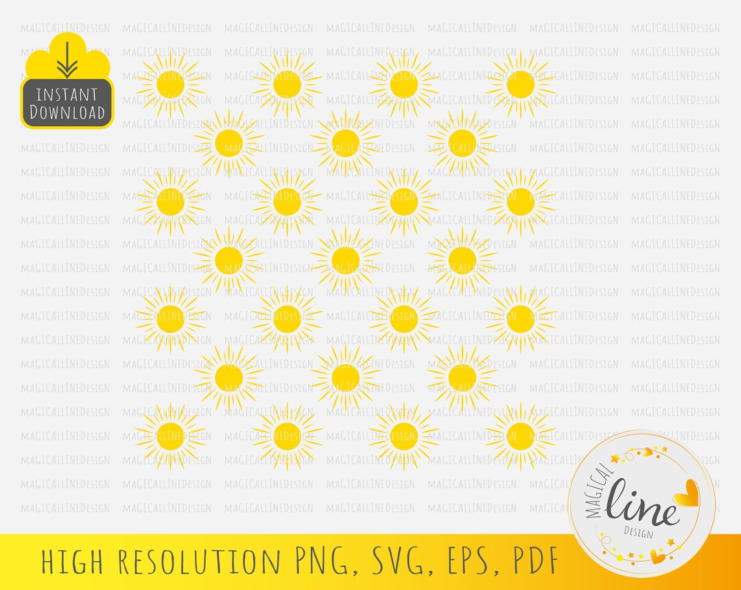 Sun Scatter Pattern, Sunburst Pattern Svg, Summer Pattern Svg, Sun ...