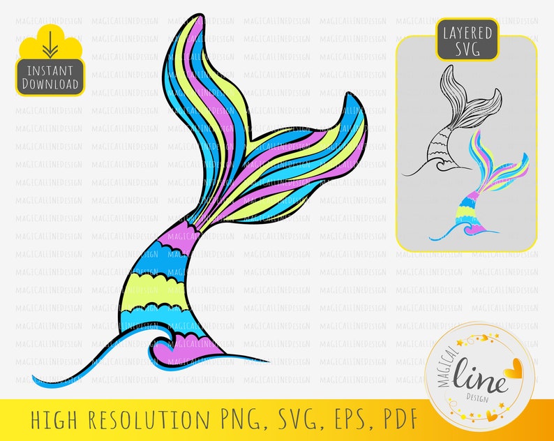 Mermaid Tail Svg Whale Svg Birthday Mermaid Eps Summer Eps Etsy