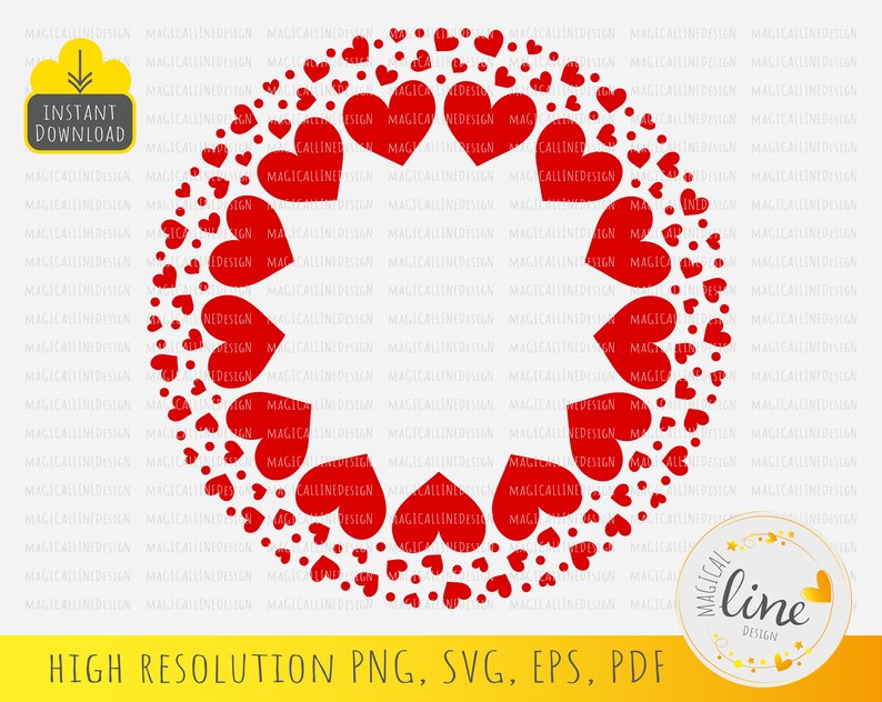 Heart Wreath #2 Svg, Heart Frame Eps, Round Frame With Heart, Valentine ...