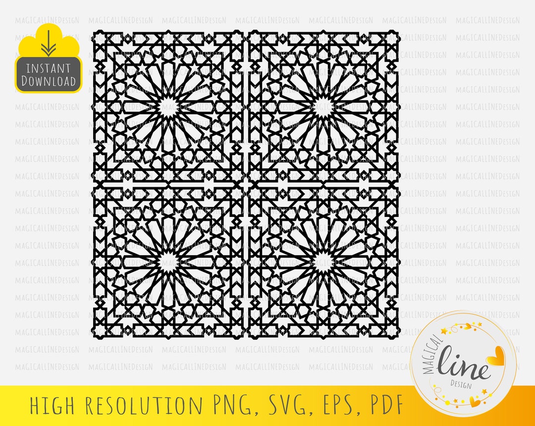 Arabesque Pattern Svg, Seamless Pattern, Islamic Wall Decor, Ethnic ...