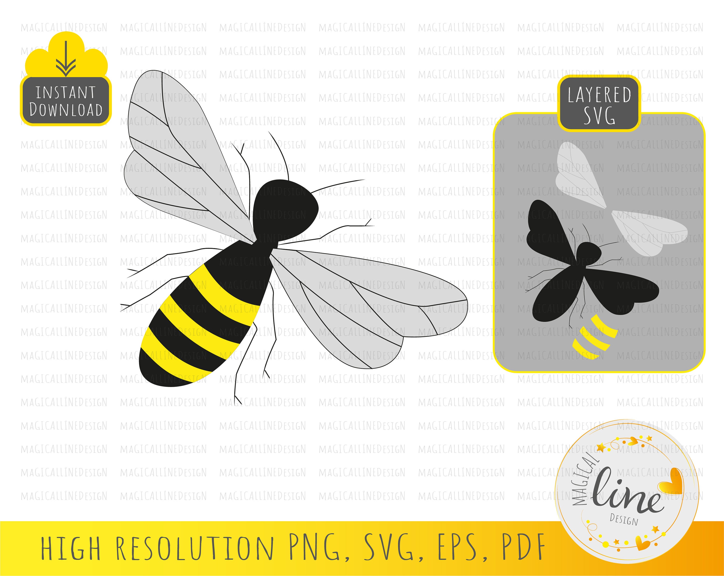 Bee Svg, Bee Clipart, Hand Drawn Bee, Animal Svg, Insect Png, Bee Cut ...