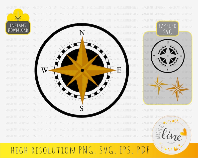 Nautical Compass Star Svg, Navigation Clipart, Nautical Clipart, Sea ...