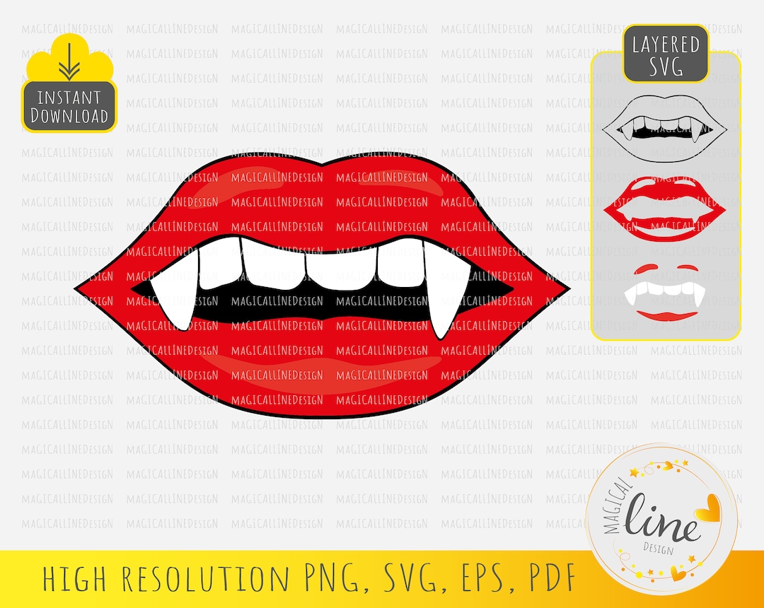 Vampire Fang Svg, Vampire Lips Svg, Halloween Clipart, Vampire Teeth ...