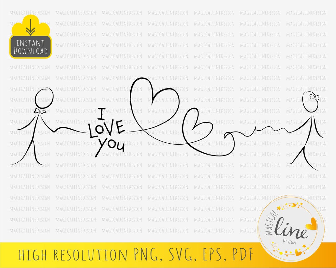 Stickman in Love Svg, Cute Couple Clipart, Stickman Couple Eps, I Love ...