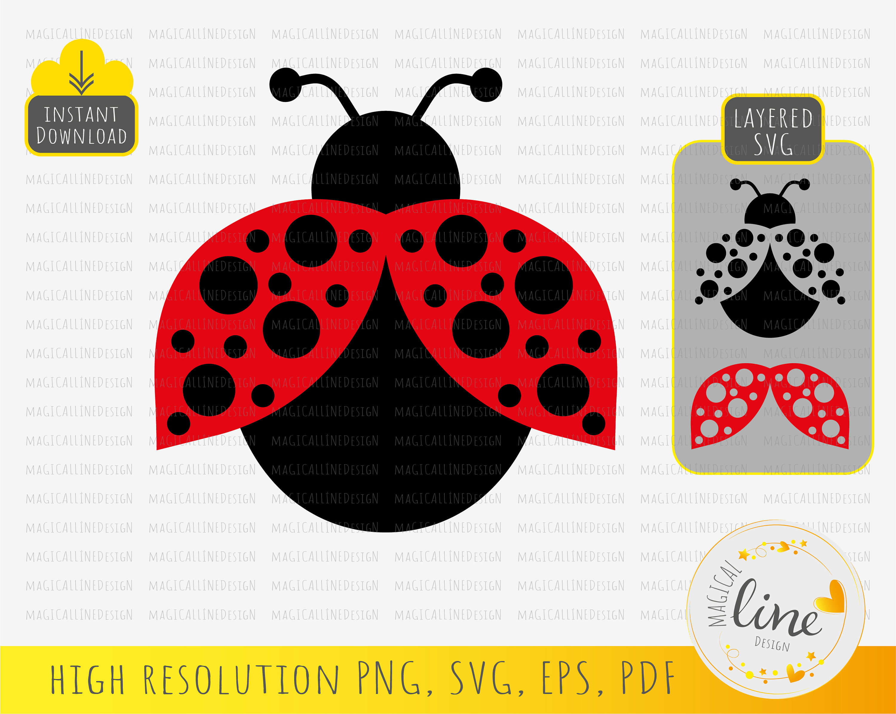 Ladybug Svg Lady Bug Hand Drawn Clipart Insect Animal Png - Etsy