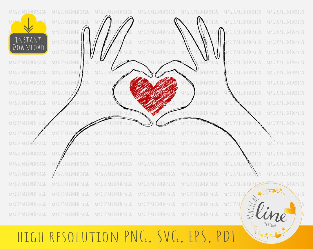 Heart Shaped Hands Svg, Hands Heart Shape Eps, Sketch Heart From Hands ...