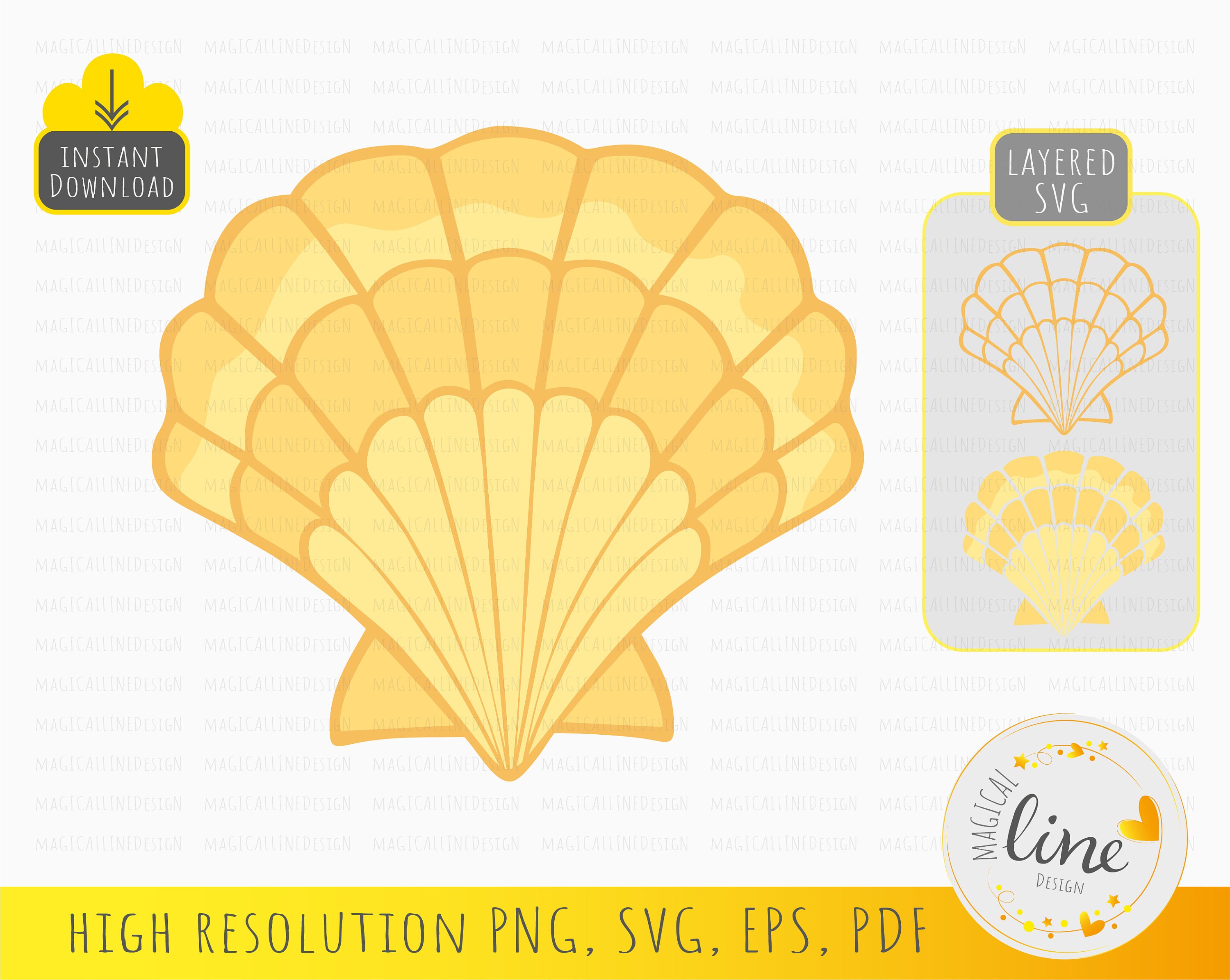 Yellow Scallop Shell Clip Art