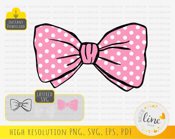 Pink Bow Svg Polka Dot Ribbon Svg Minnie Mouse Bow Png Hand - Etsy