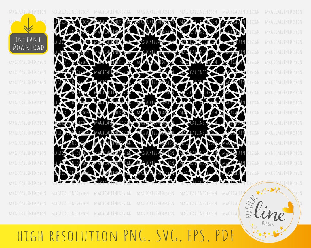 Islamic Star Pattern Svg, Seamless Pattern, Arabian Wall Decor, Ethnic ...