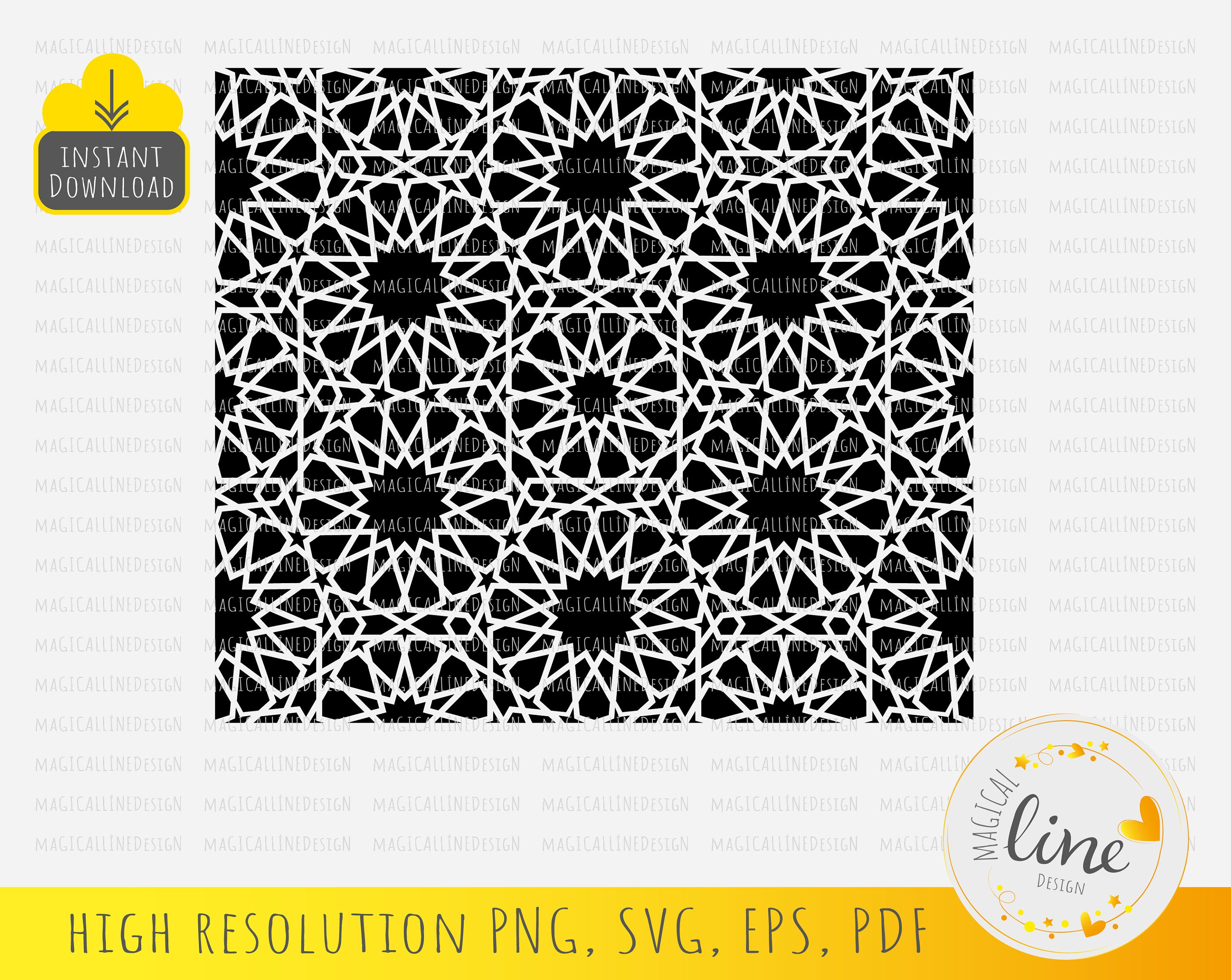 Islamic Star Pattern Svg, Seamless Pattern, Arabian Wall Decor, Ethnic ...