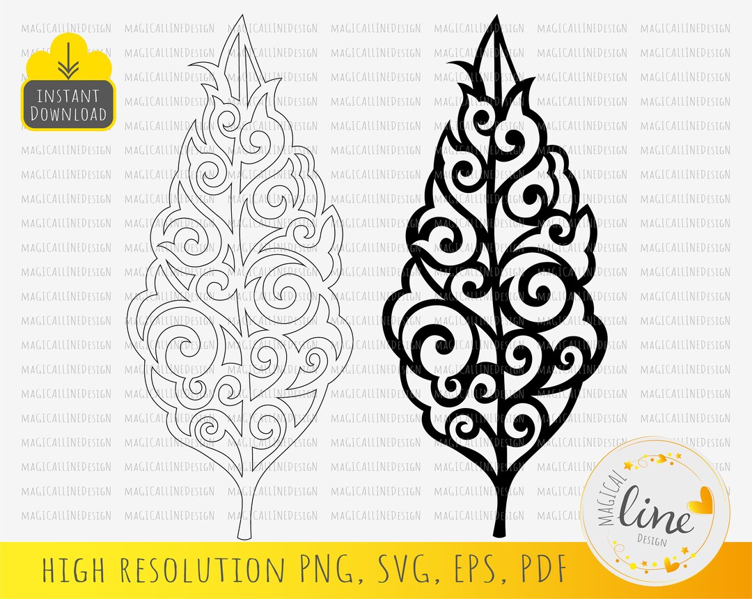 Swirl Leaf Svg, Fancy Leaf Stencil, Leaf Decorative Vine Ornaments ...
