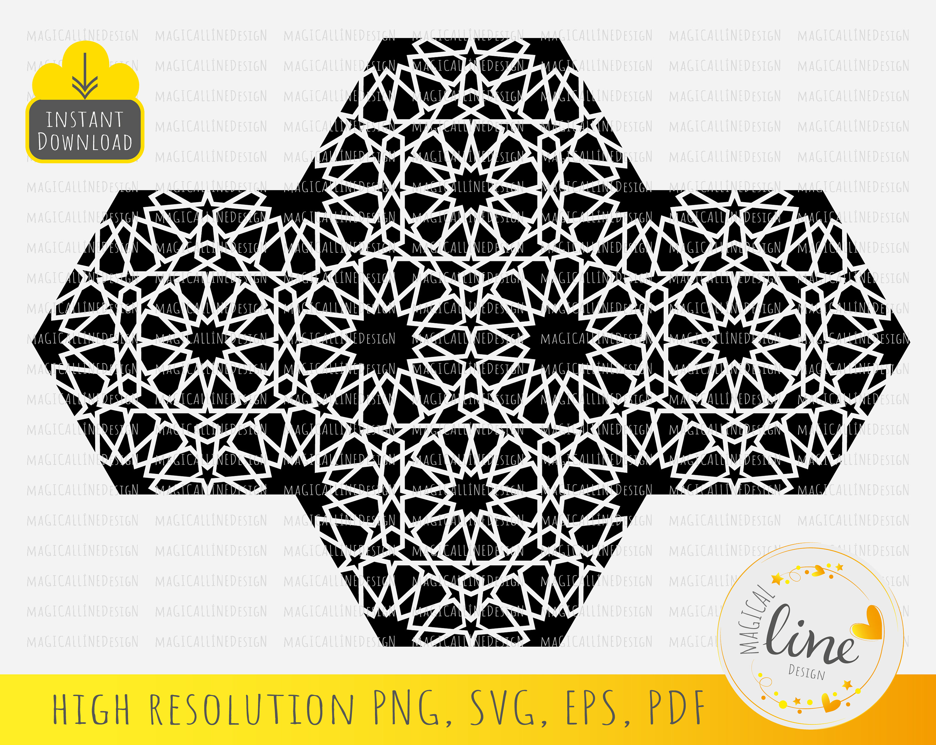 Arabesque Hexagon 2 Svg, Seamless Arabian Pattern Eps, Oriental Wall ...