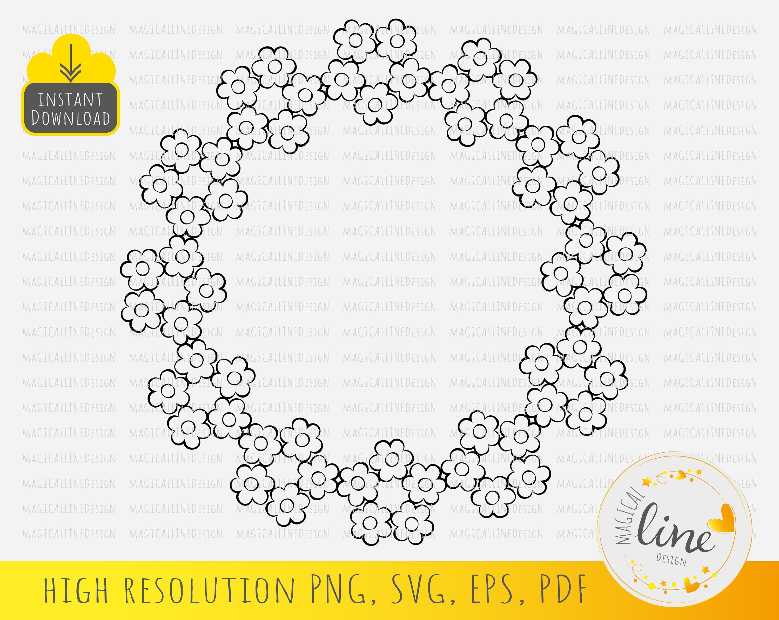 Daisy Wreath 2 Svg, Daisy Frame Svg, Daisy Vector, Frame Stencil ...