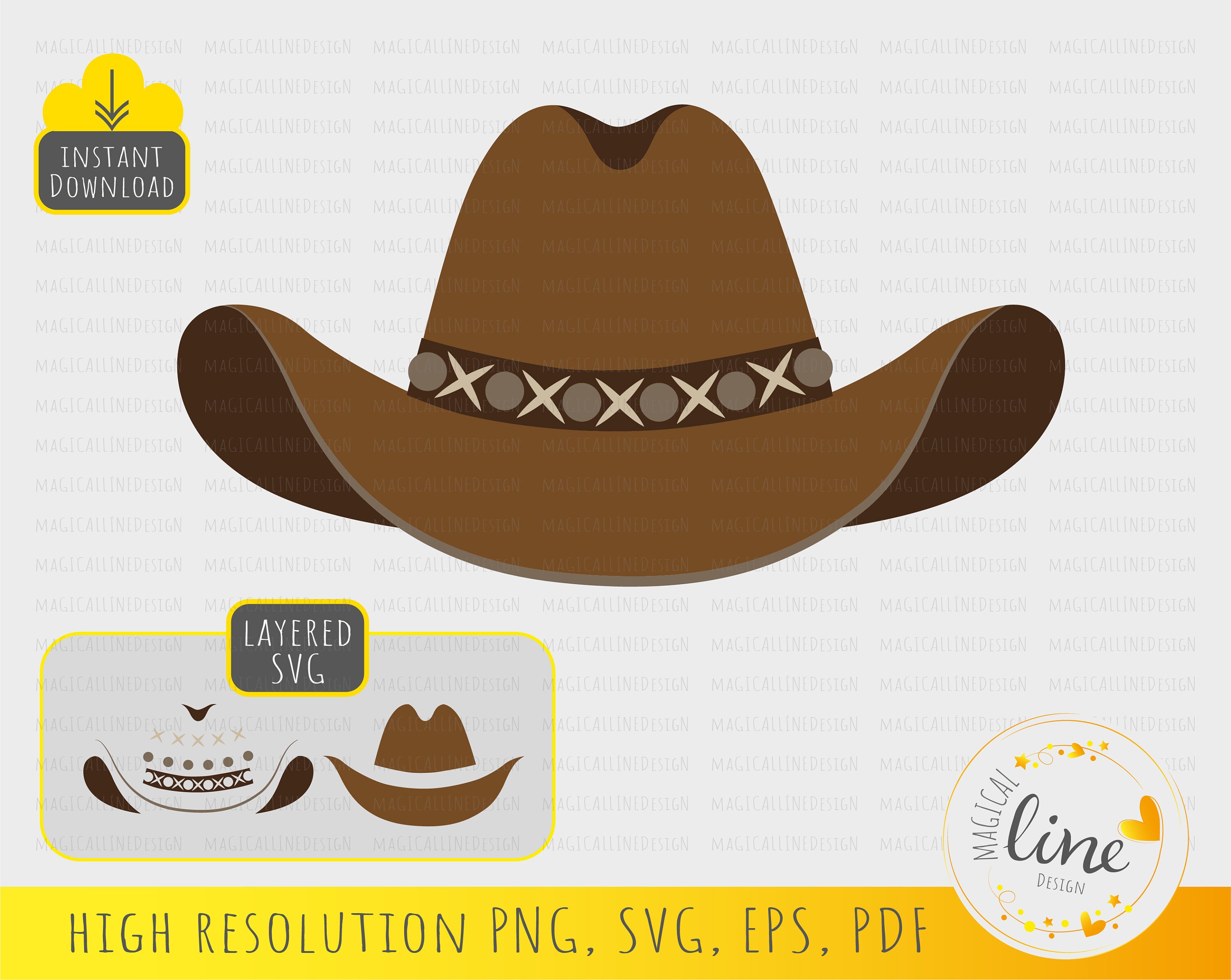 Western Cowboy hat svg Rancher hat vector Ten gallon hat | Etsy