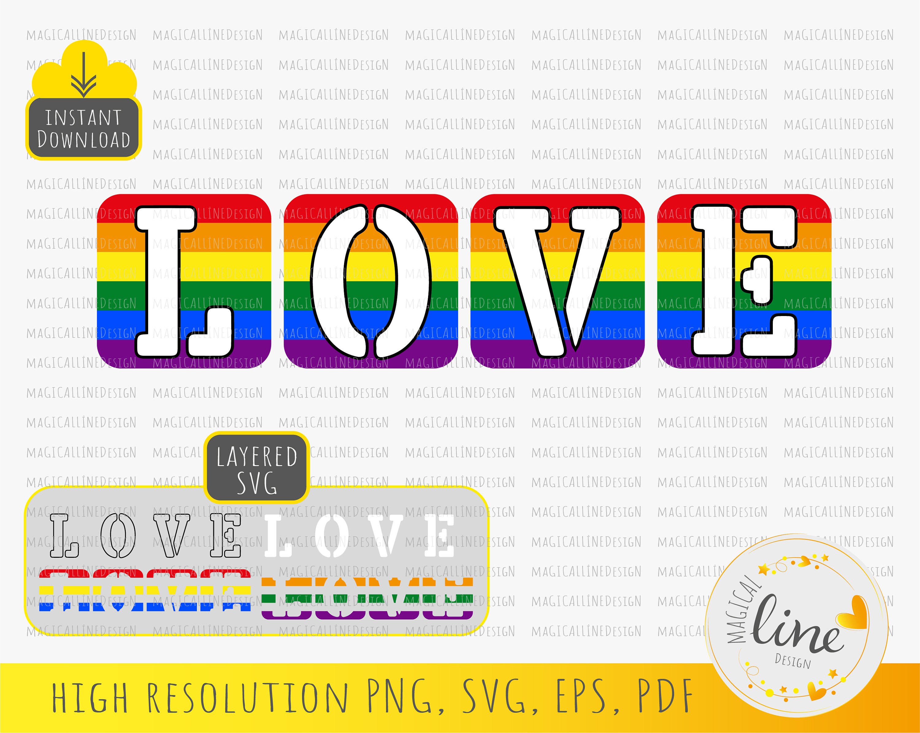 Rainbow Love Svg Colorful Love Png Valentine's Day - Etsy Canada