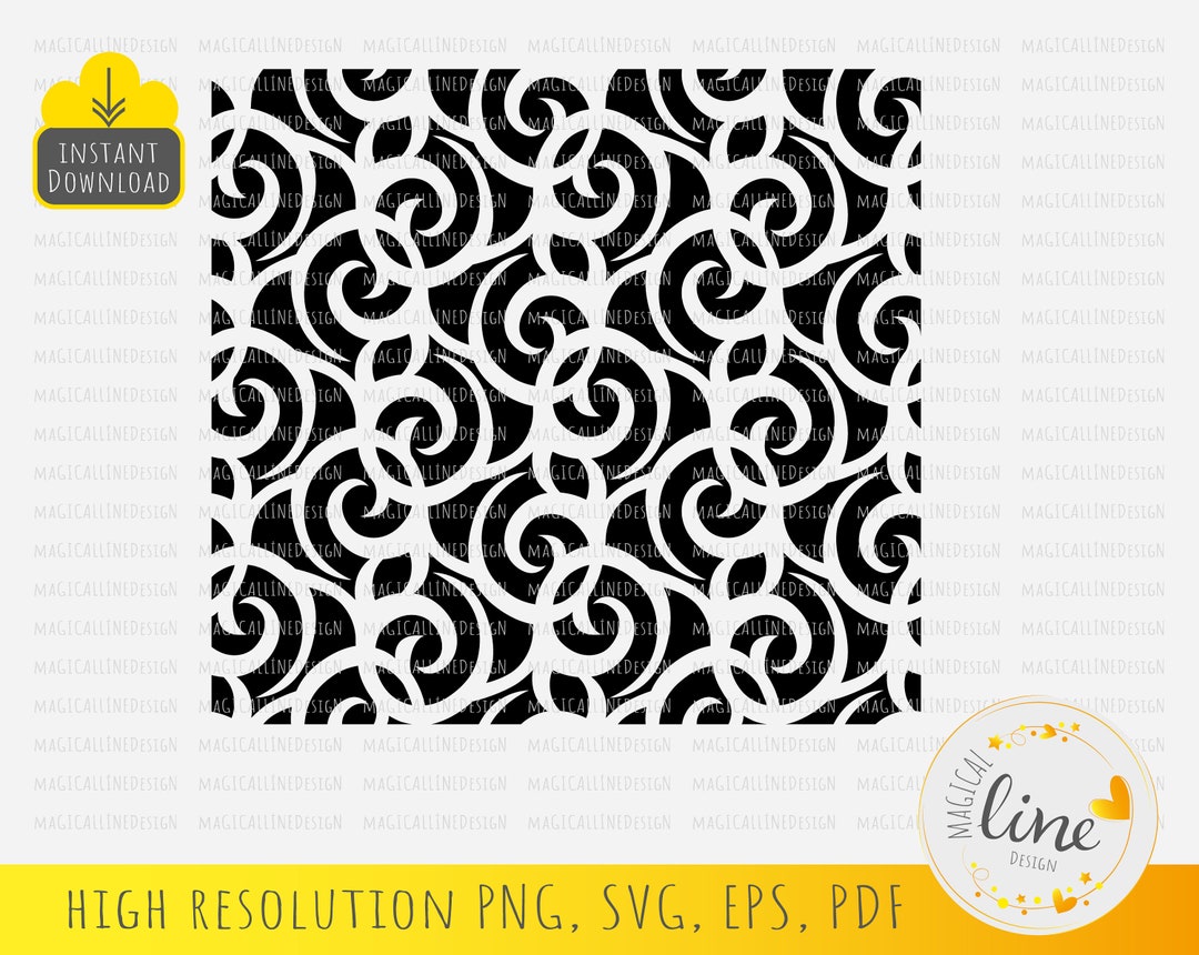 Swirl Pattern SVG: Seamless Flourish Tile, Stencil, Leather Cut File ...