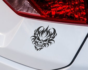 Skull Flame Vinyl Sticker - Etsy
