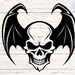 Skull With Bat Wings Vinyl Decal Halloween Decor, Laptop Sticker, Car ...