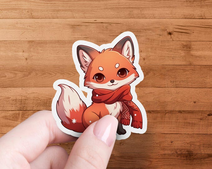 Fox Sticker Cute Fox Sticker Gift Happy Fox Sticker Laptop Decal Cute ...