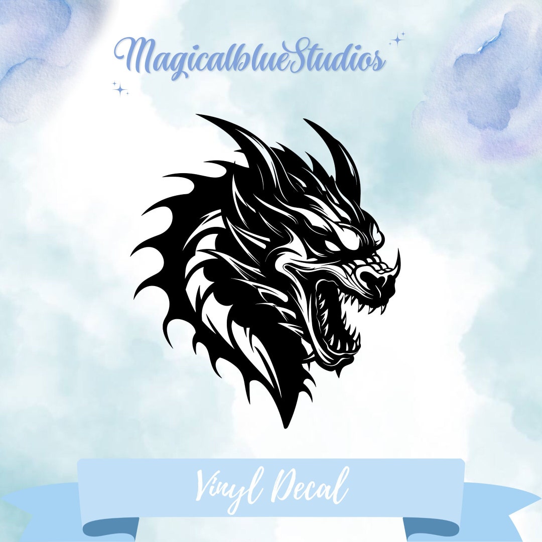 Dazzling Dragon Head - Premium Vinyl Decal Sticker, Perfect for Laptops ...
