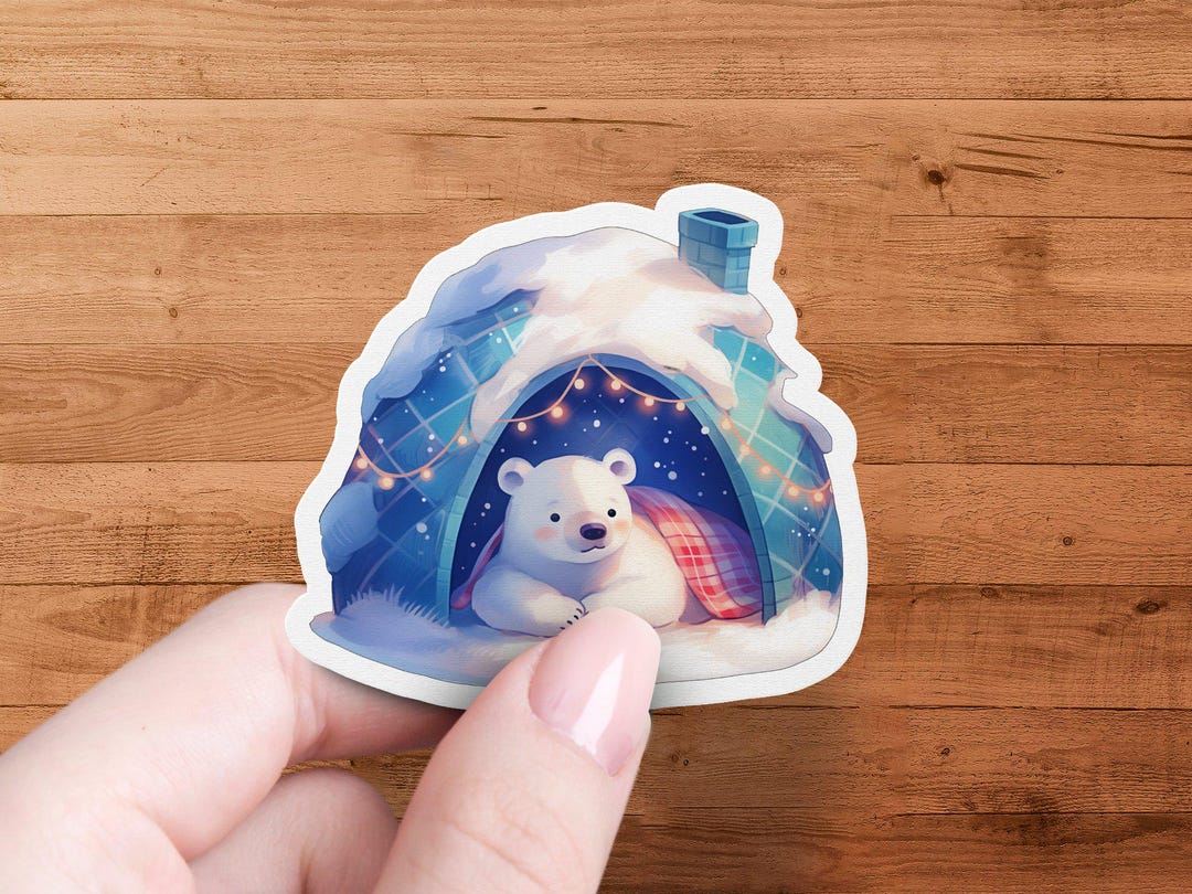Cozy Polar Bear Igloo Sticker, Adorable Animal Decal - Etsy