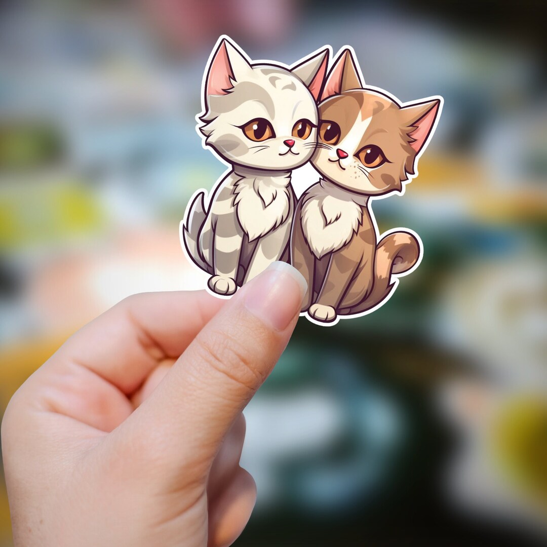 Cute Cats Nuzzling Sticker Adorable Feline Vinyl Decal for - Etsy