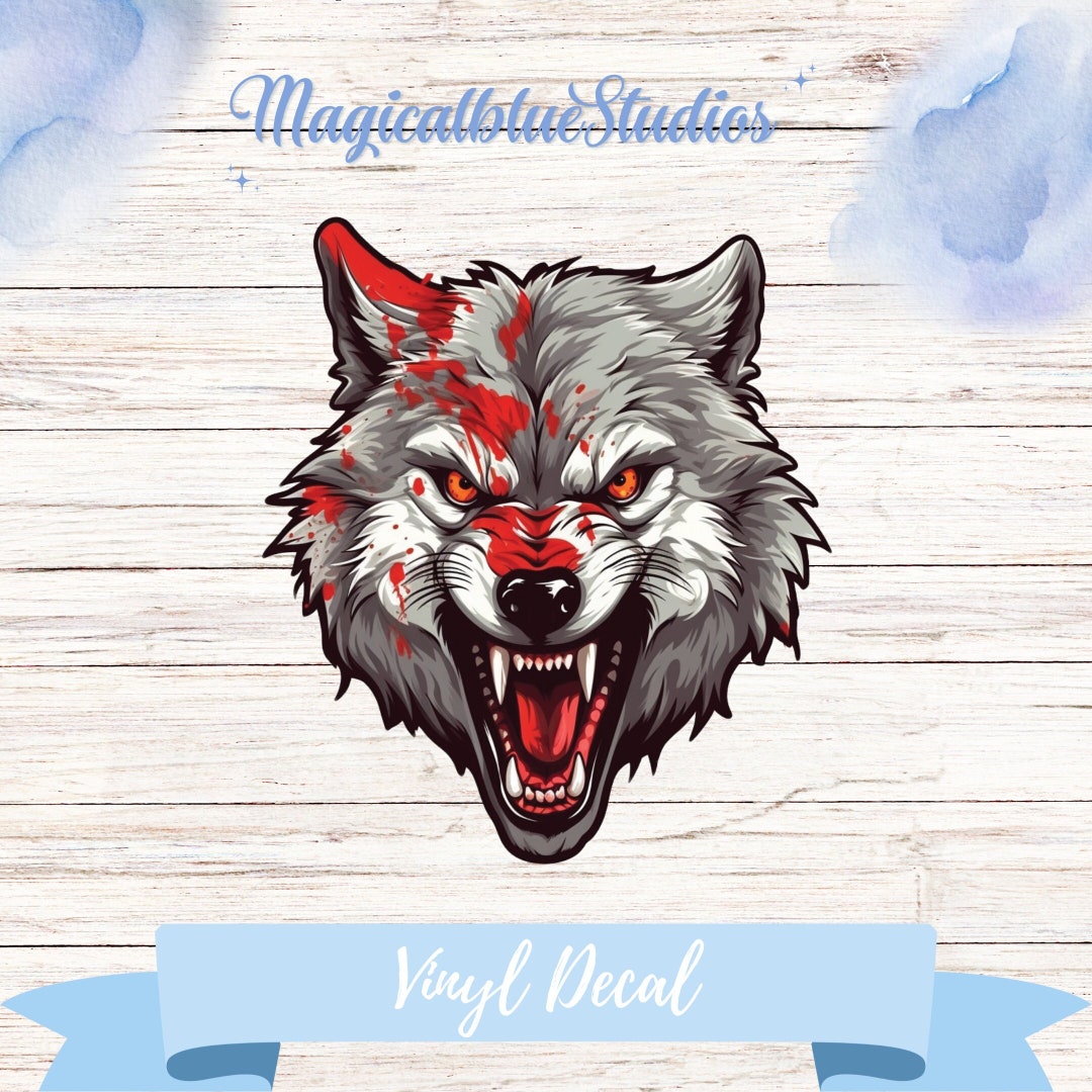 Majestic Wolf Bloody Stare Vinyl Decal Sticker, Loyal Nature Art ...