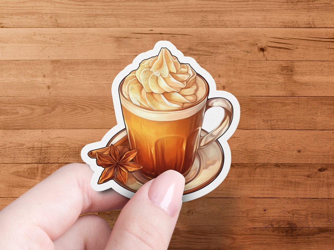 Latte Coffee Art Sticker, Cute Coffee Stickers, Food Illustration Decal ...