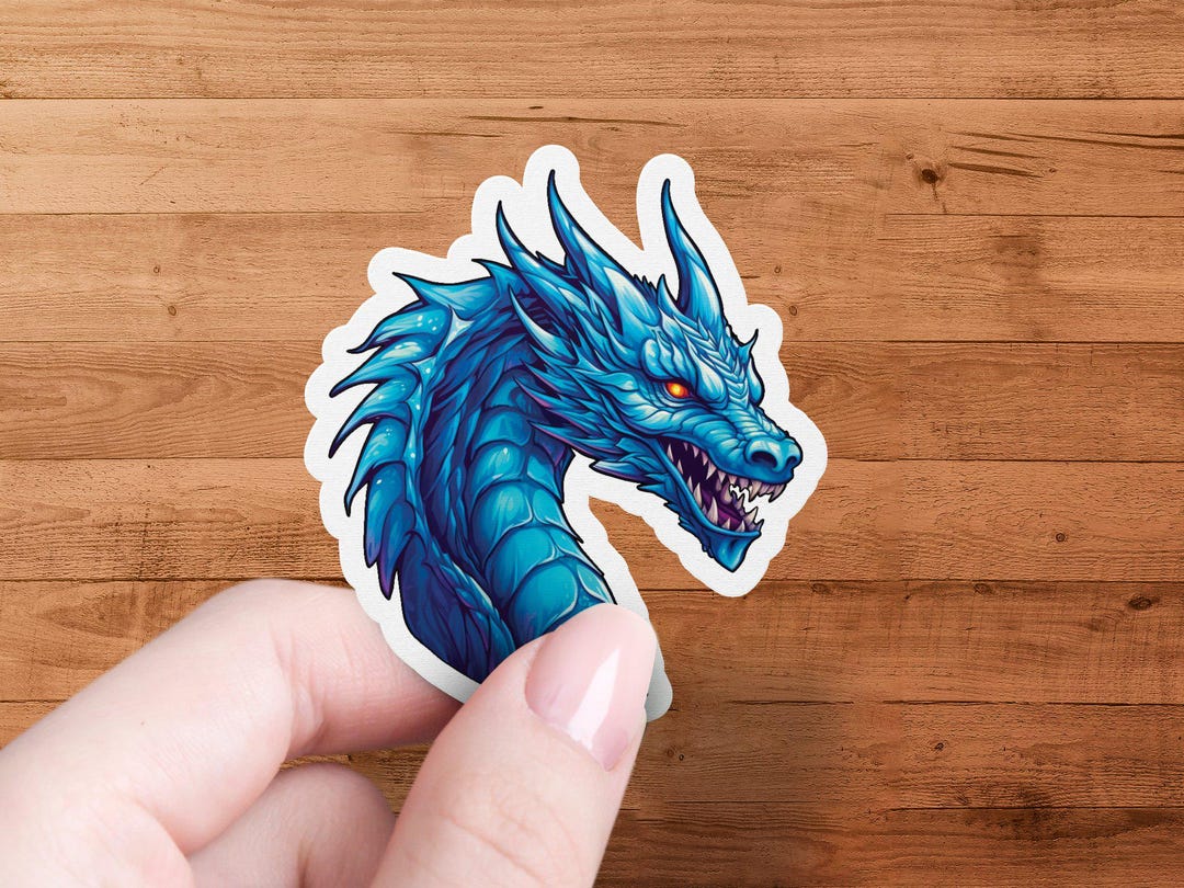 Blue Dragon Head Sticker: Fantasy Laptop Decal - Etsy
