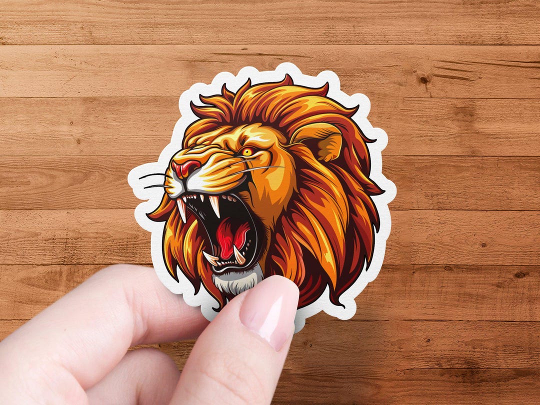 Roaring Lion Sticker, Animal Decal, Waterproof Art Sticker, Lion Head ...