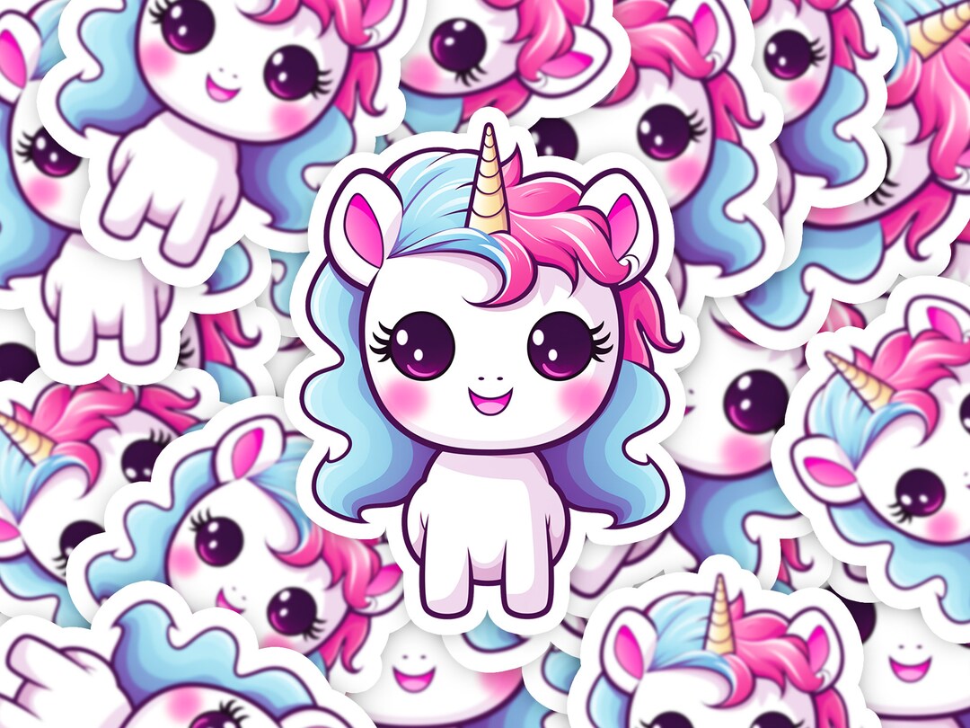 Kawaii Unicorn Sticker - Cute, Adorable Decal for Laptops, Journals ...