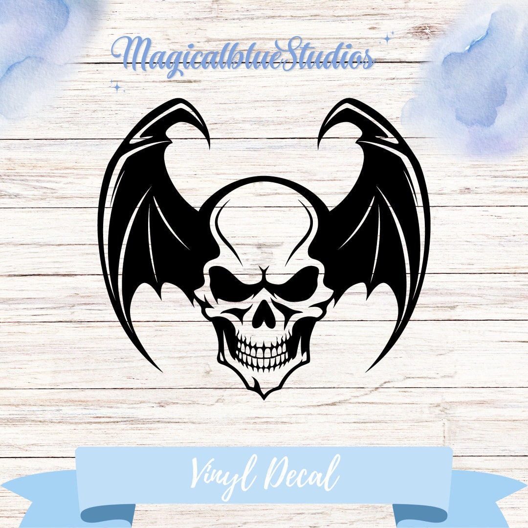 Skull With Bat Wings Vinyl Decal Halloween Decor, Laptop Sticker, Car ...