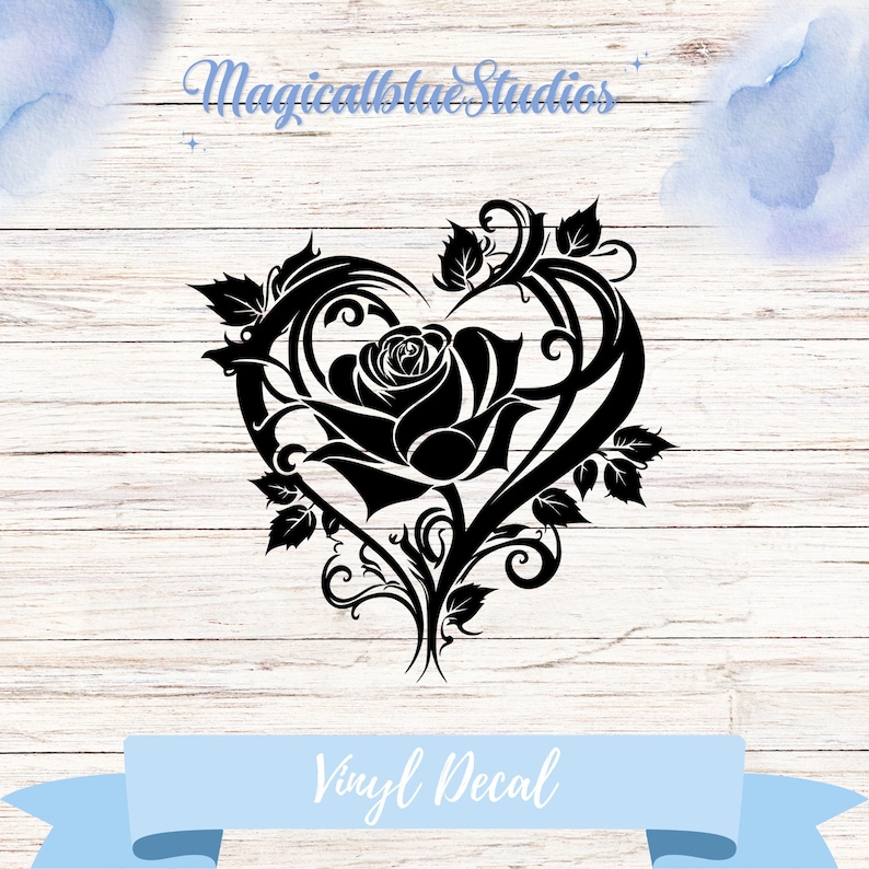 Rose Flower Heart Vinyl Decal Car Decal Car Stickers Car - Etsy