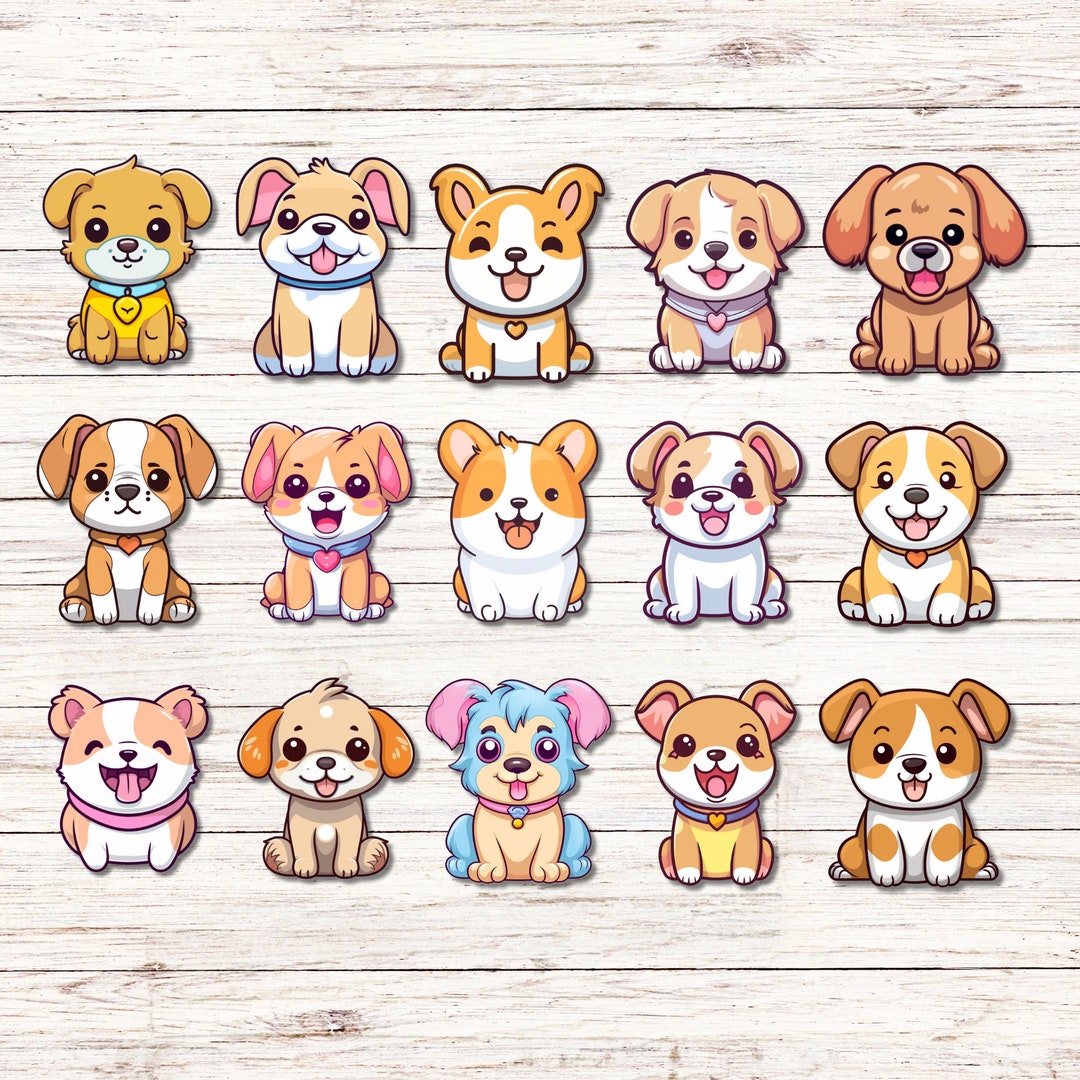 15-pack Kawaii Puppy Stickers - Cute Dog Decals for Scrapbooking ...