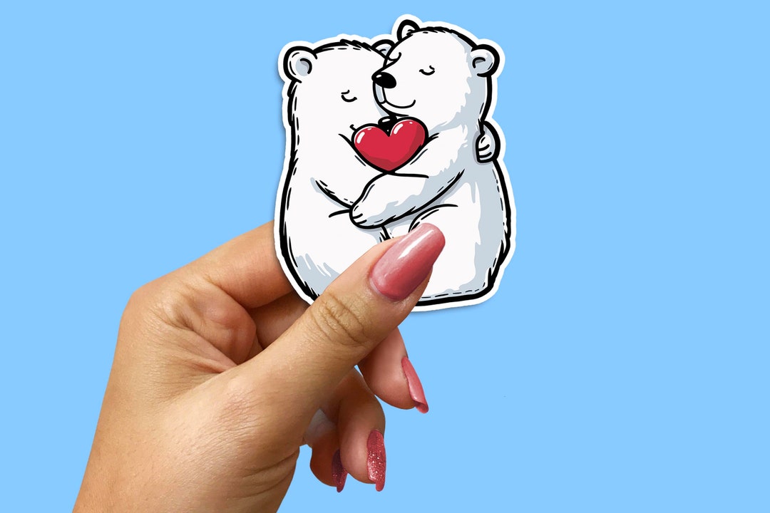 Polar Bear Sticker, Heart Decal, Cute Arctic Decor, Valentine's Gift ...