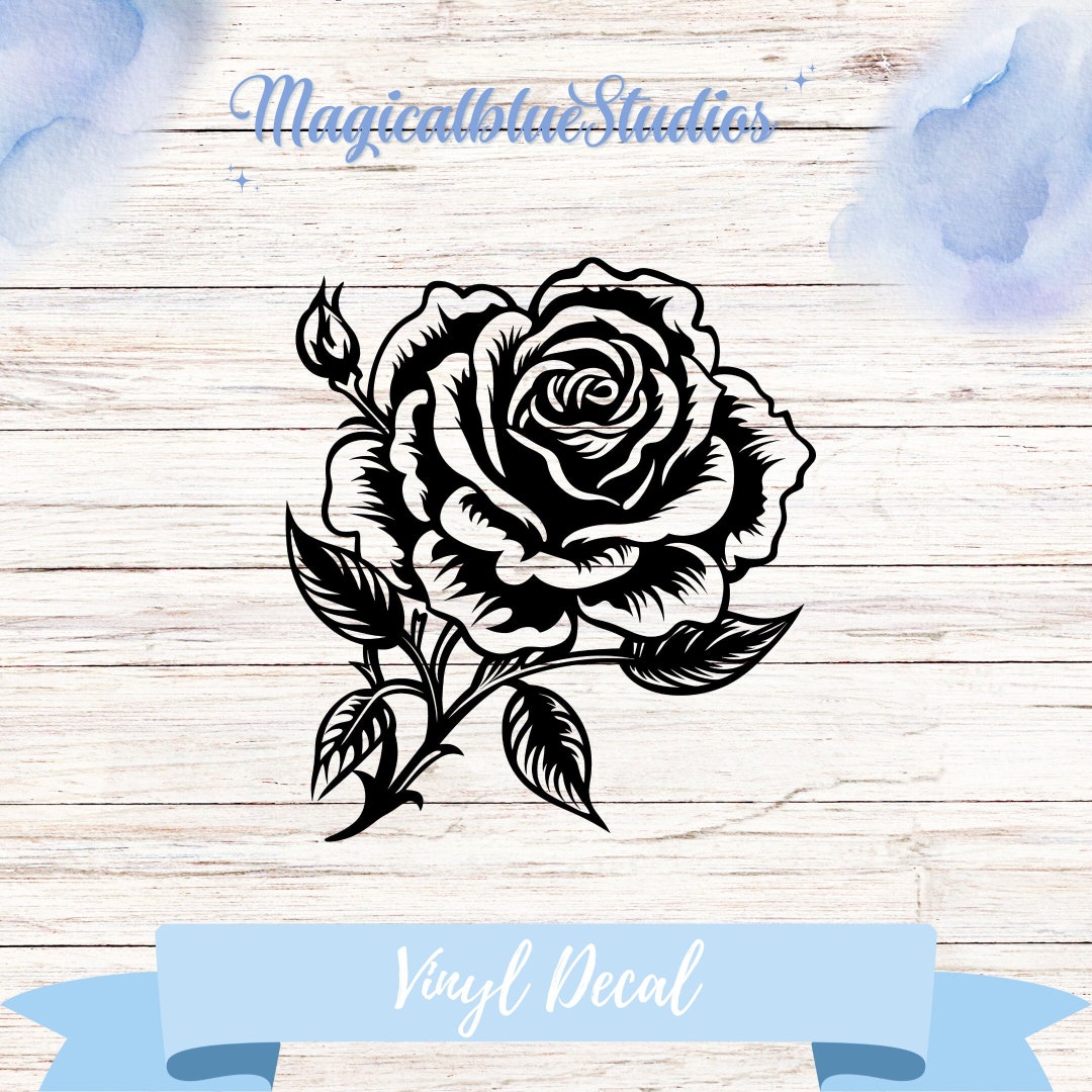 Elegant Rose Vinyl Decal - Beautiful Flower Sticker for Laptops, Water ...