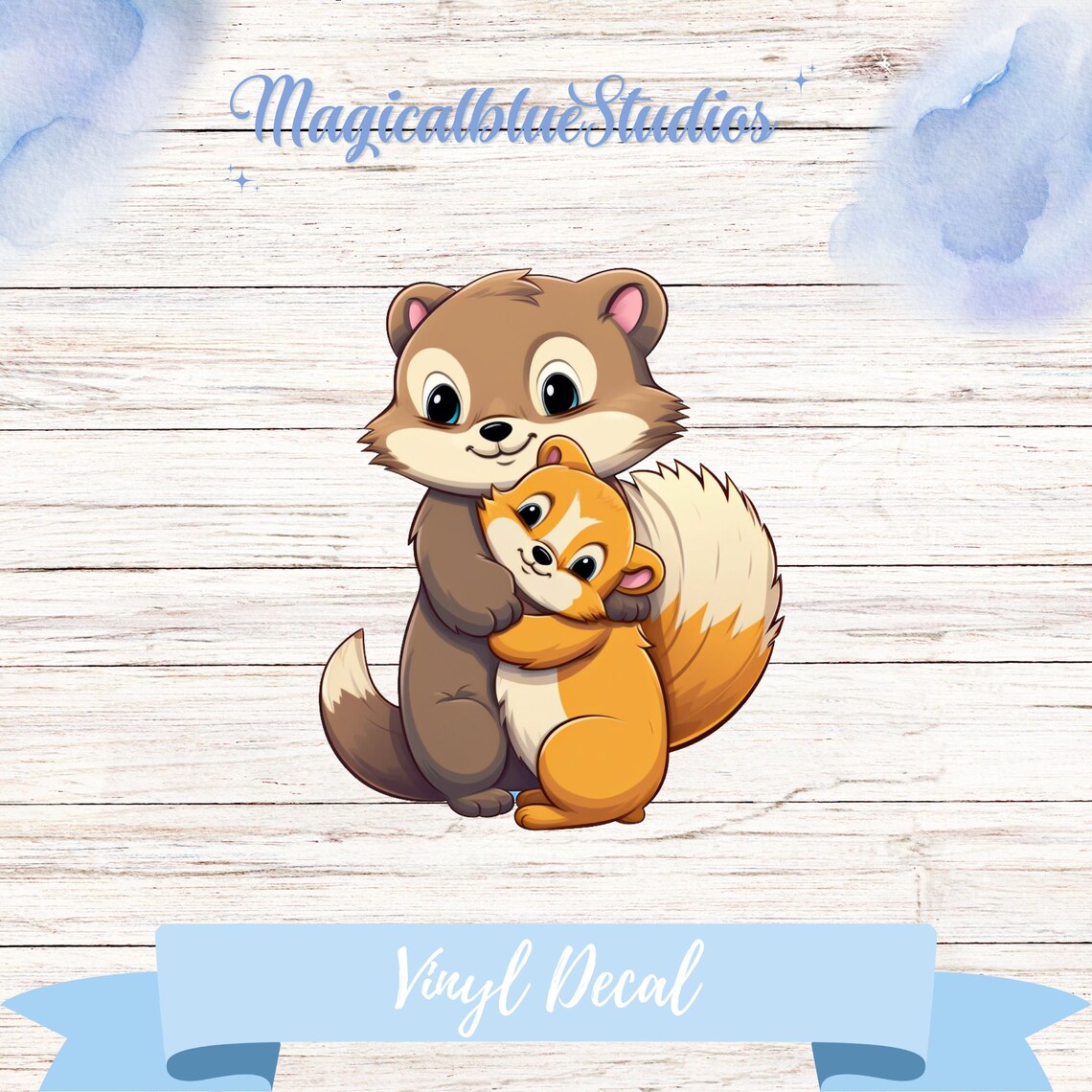 Chipmunk Squirrel Hugging Sticker Adorable Woodland Friends - Etsy
