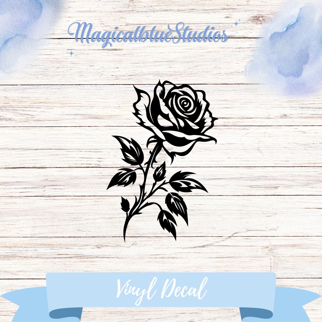 Rose Vinyl Decal, Floral Sticker for Laptop, Phone, Tumbler, Water ...