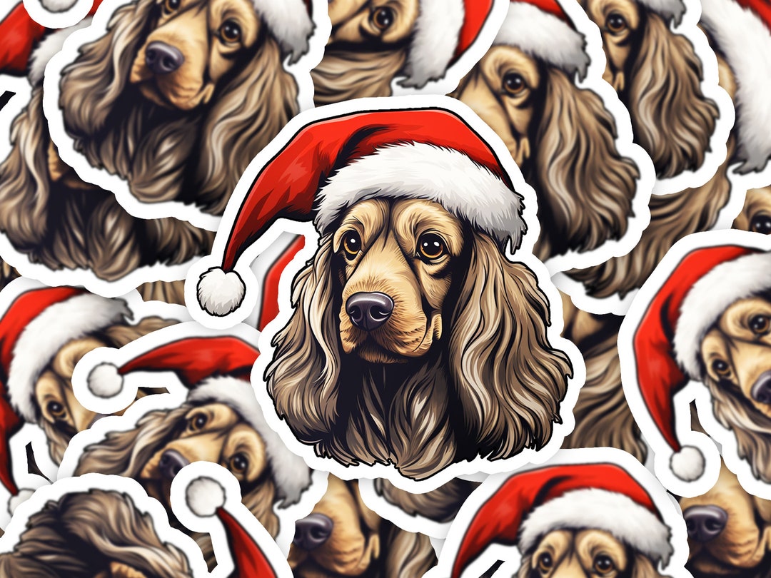 Adorable English Cocker Spaniel Sticker - Christmas Pup With Festive ...