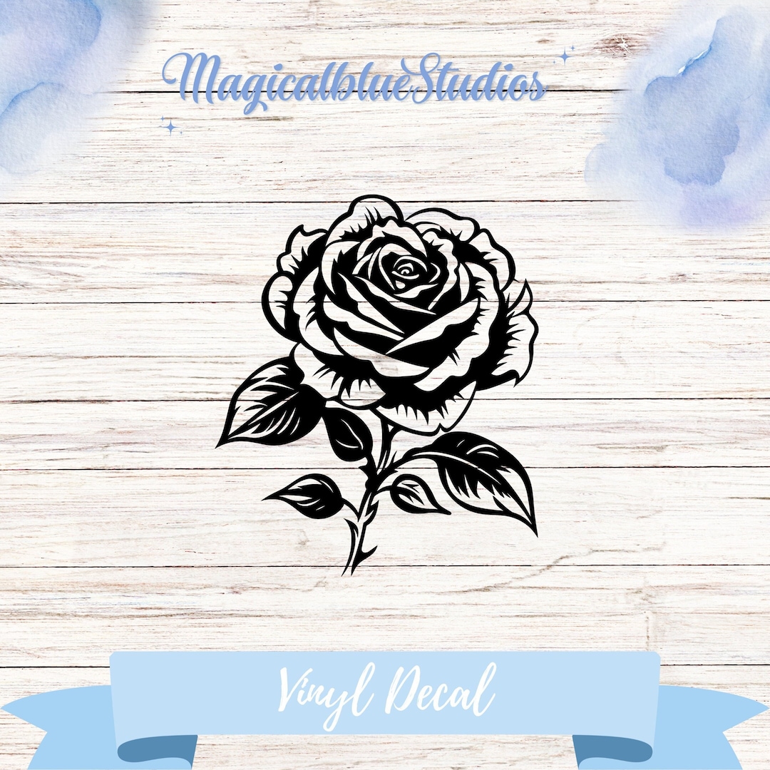 Rose Vinyl Decal Sticker, Flower Pattern Laptop Decal, Floral Car Decal ...