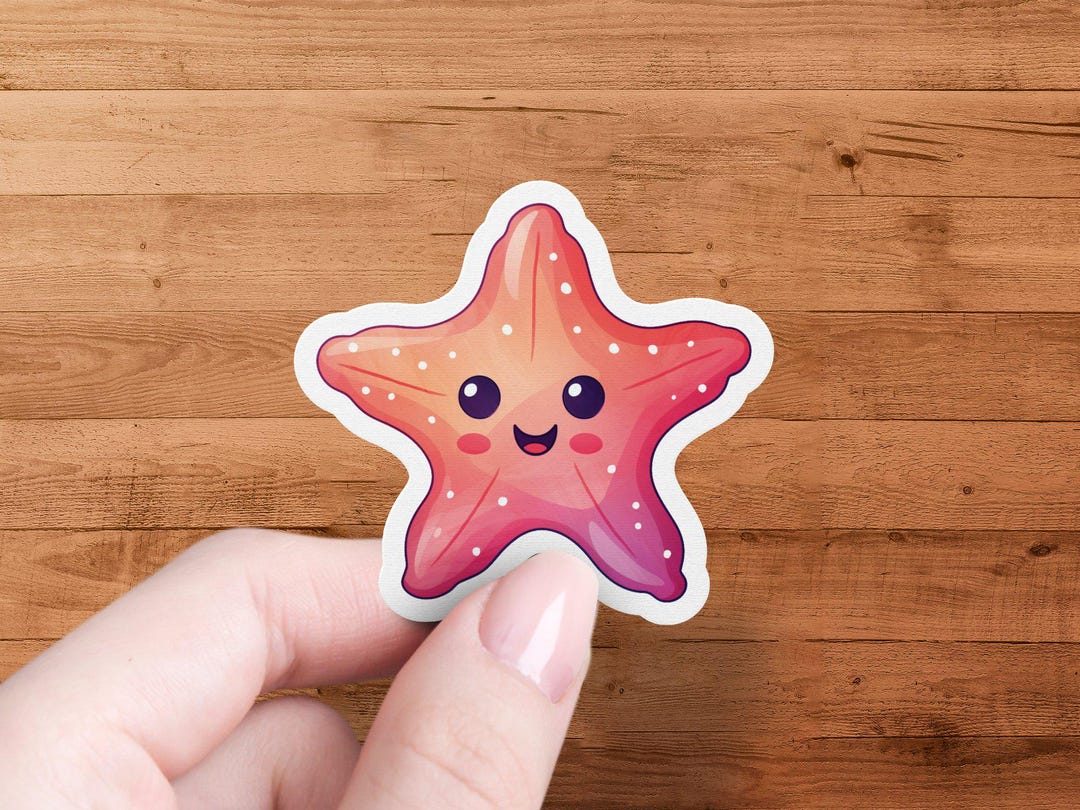 Cute Starfish Cartoon Sticker for Kids, Fun Ocean Animal Vinyl ...