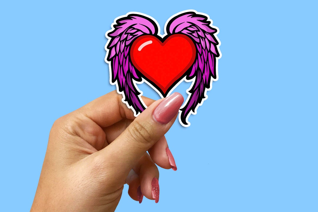 Heart With Wings Sticker, Decal for Laptops, Phones, Computers, Cars ...