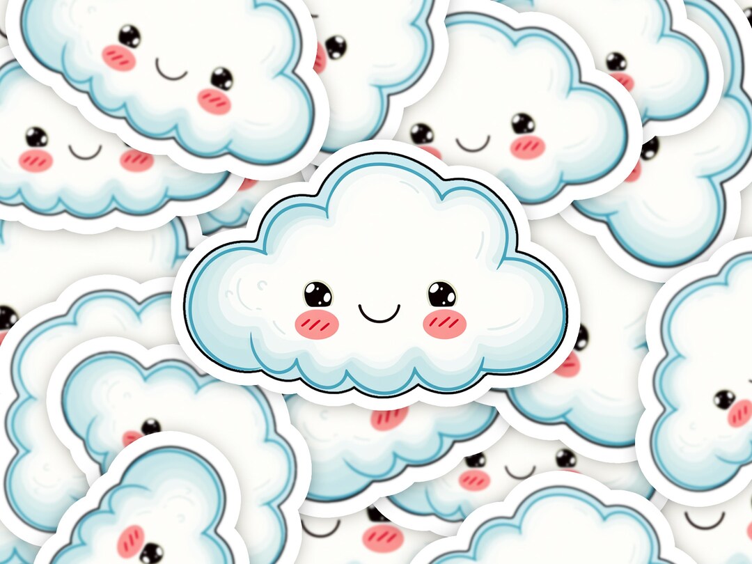 Sweet Kawaii Smiling Cloud Sticker Pack for Kids Perfect for Notebooks ...