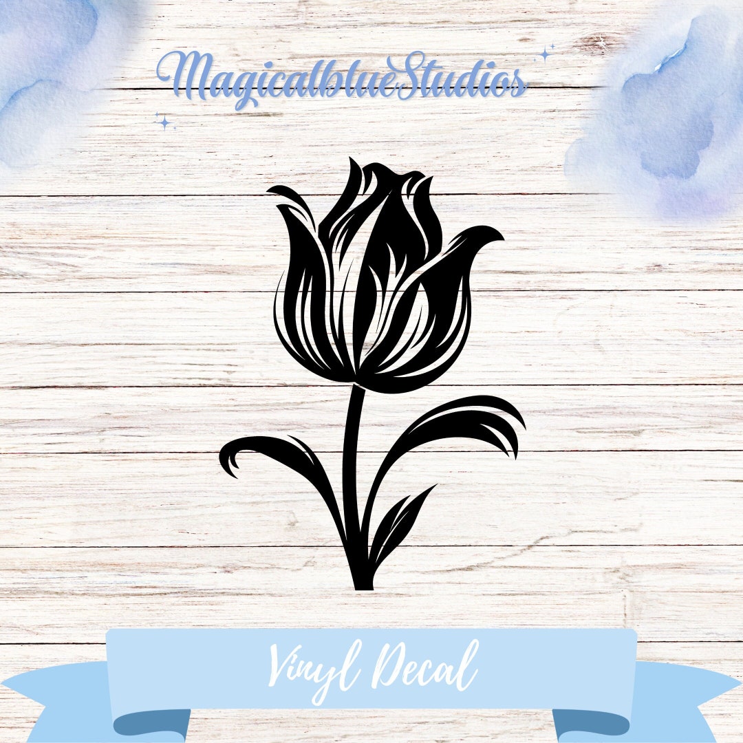 Tulip Vinyl Decal, Floral Laptop Sticker, Spring Decoration, Flower Car ...