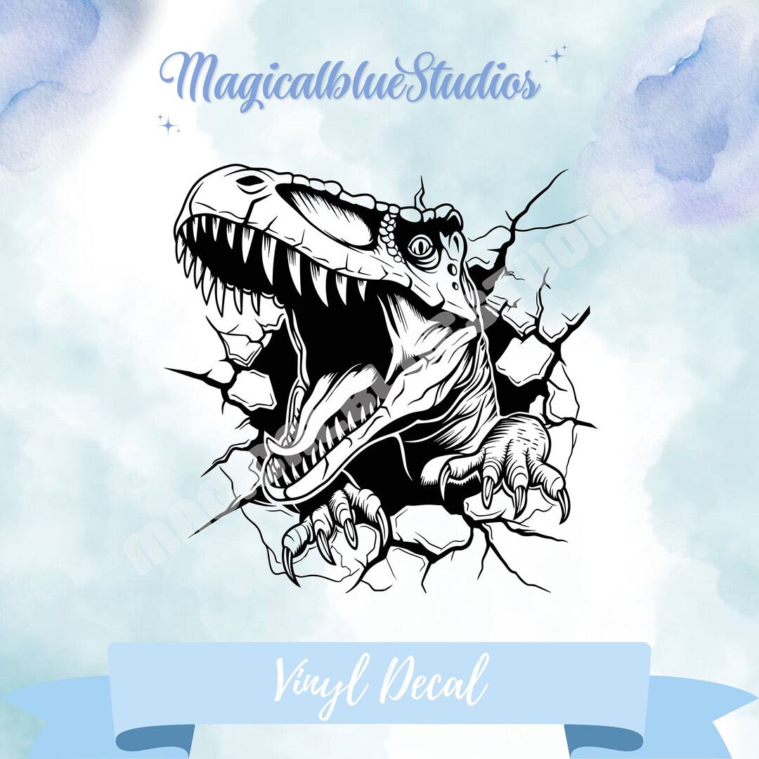 Raptor Breaking Through Wall Decal: Jurassic Dinosaur Art Sticker - Etsy