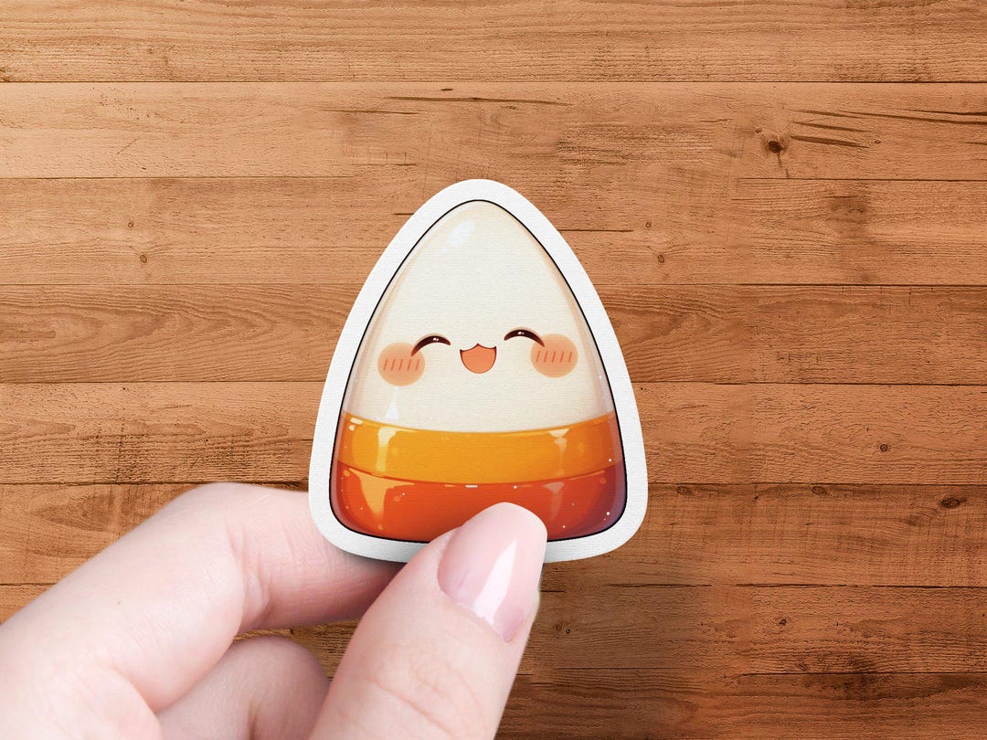 Cute Candy Corn Sticker for Halloween, Kawaii Candy Corn Face Sticker ...
