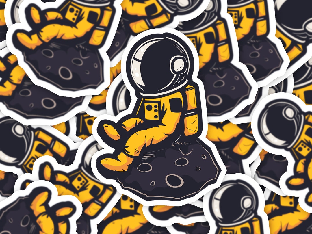 Astronaut Sitting on Meteor Sticker Cute Cartoon Outer Space Decal for ...