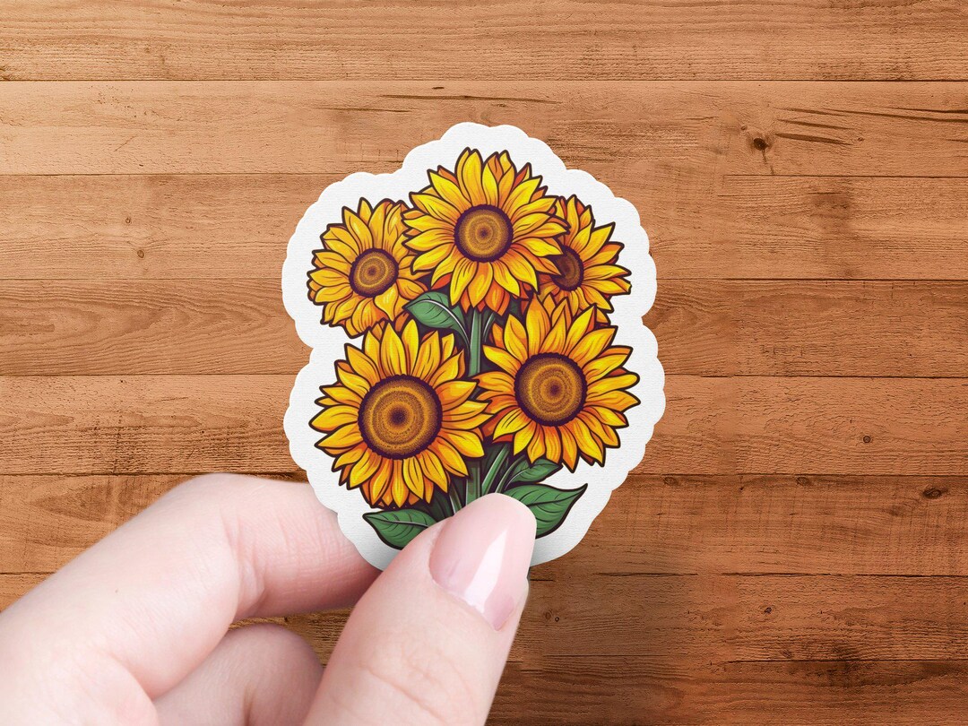 Bright Sunflower Vinyl Sticker: Floral Art Decal - Etsy