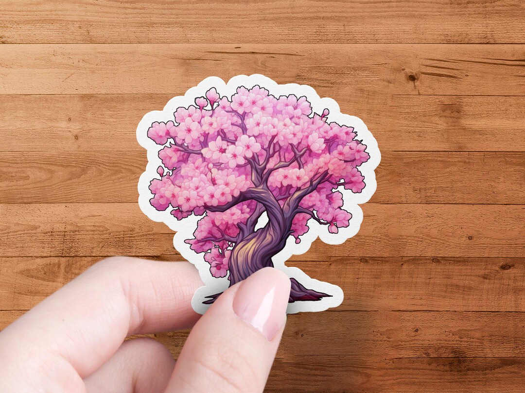 Cherry Blossom Tree Sticker, Pink Tree Decal, Floral Art Sticker ...